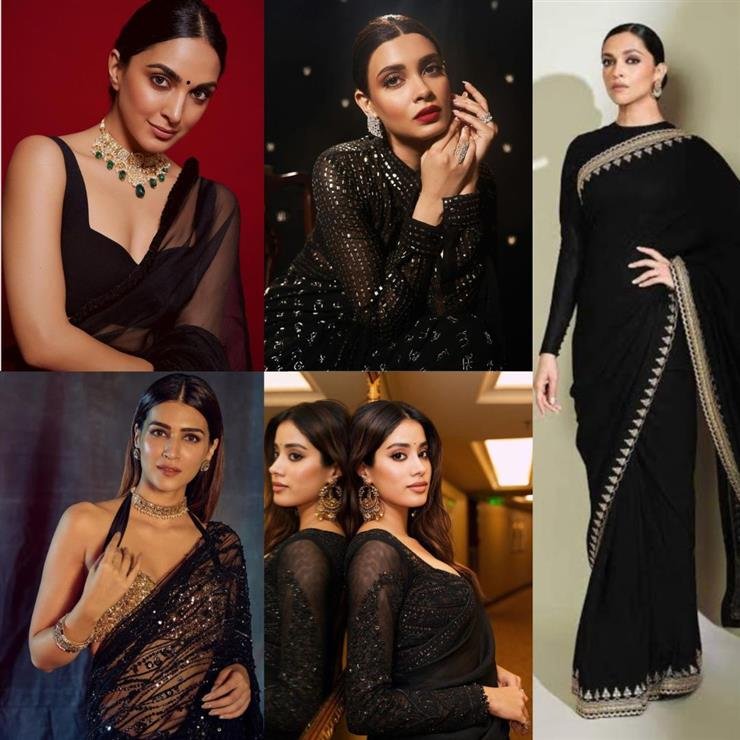 Bollywood Divas Slaying the Black Saree in a Symphony of Types