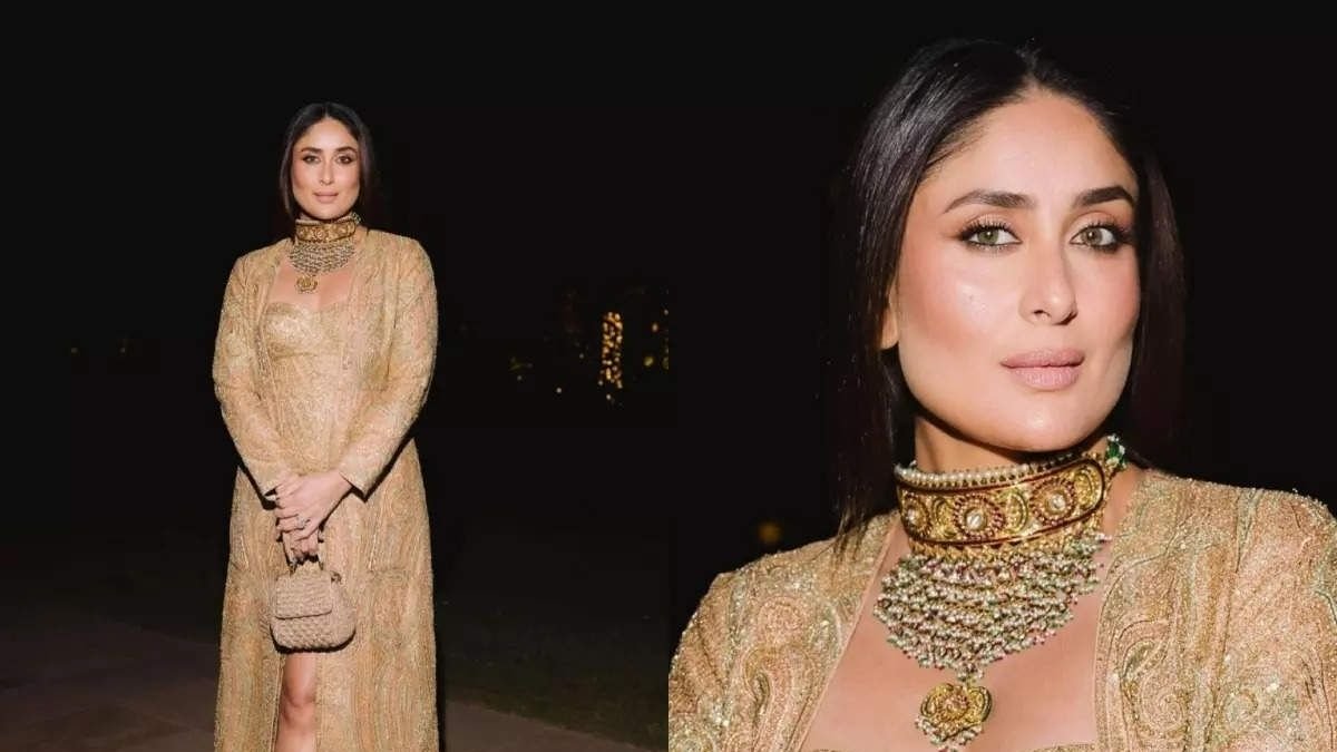Kareena Kapoor Khan Shines in Golden Attire at Ambani Wedding, Repeats ...